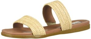 steve madden women's dual flat sandal, natural raffia, 9