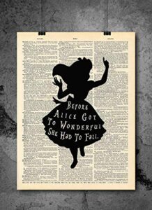 alice in wonderland - wonderful quote - alice in wonderland wall art - vintage art - authentic upcycled dictionary art print - home or office decor - inspirational and motivational quote art