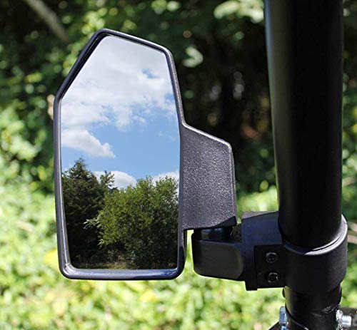 Bevel Engineering UTV Rear View Side Mirror Kit (2 Pack) - Compatible With 1.6" - 2" Round Roll Cage Bar - Break Away & Adjustable - High Impact Shatter Proof Tempered Glass (Driver & Passenger Side)