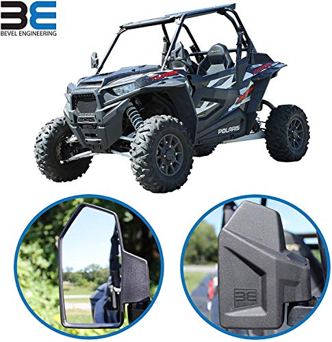 Bevel Engineering UTV Rear View Side Mirror Kit (2 Pack) - Compatible With 1.6" - 2" Round Roll Cage Bar - Break Away & Adjustable - High Impact Shatter Proof Tempered Glass (Driver & Passenger Side)