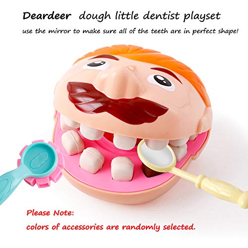 Deardeer Play Dough Dentist Set Doctor Drill and Fill Playset Retro Playdough Creation with Moulds and Models Kids Gift Set