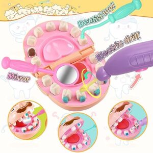 Deardeer Play Dough Dentist Set Doctor Drill and Fill Playset Retro Playdough Creation with Moulds and Models Kids Gift Set