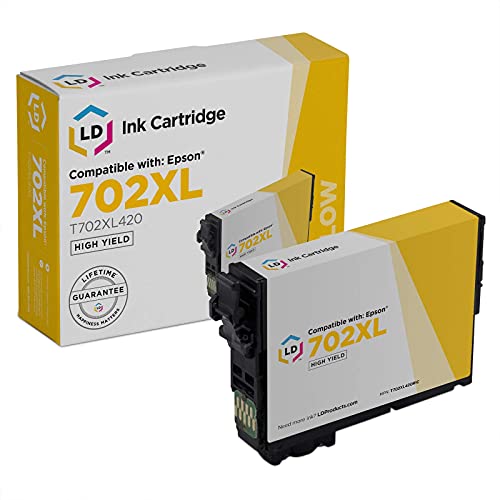 LD Remanufactured Replacements for Epson 702 High Yield T702XL420 702xl Ink Cartridges for Epson Printer Workforce Pro WF-3720, WF3720, WF-3720, WF-3730, WF-3733 (Yellow)