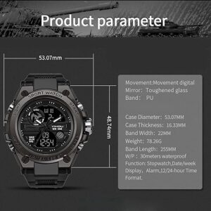 Yihou Men's Military Watch Outdoor Sports Electronic Watch Tactical Army Wristwatch LED Stopwatch Waterproof Digital Analog Watches