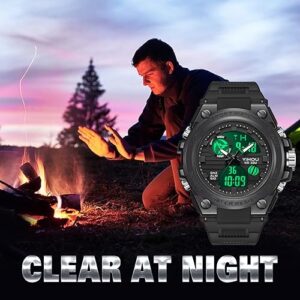 Yihou Men's Military Watch Outdoor Sports Electronic Watch Tactical Army Wristwatch LED Stopwatch Waterproof Digital Analog Watches