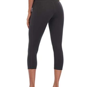 Colorfulkoala Women's High Waisted Yoga Capris 21" Inseam Leggings with Pockets (M, Charcoal Grey)