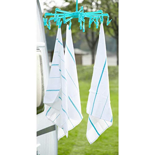 cartrend 10244 Caravan Carousel Dryer Plastic Hanging Clothes Airer with 20 Pegs Foldable