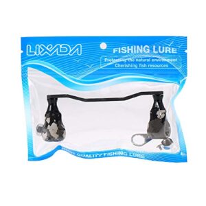 Lixada Carbon Fiber Fishing Reel Handle Baitcasting Trolling Reel Rocker Left Right Fishing Reel Crank Accessory (Black, with Converter)