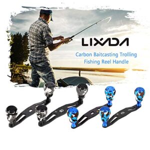 Lixada Carbon Fiber Fishing Reel Handle Baitcasting Trolling Reel Rocker Left Right Fishing Reel Crank Accessory (Black, with Converter)