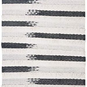 SAFAVIEH Natura Collection Accent Rug - 4' x 6', Ivory & Black, Handmade Cotton, Ideal for High Traffic Areas in Entryway, Living Room, Bedroom (NAT655A)