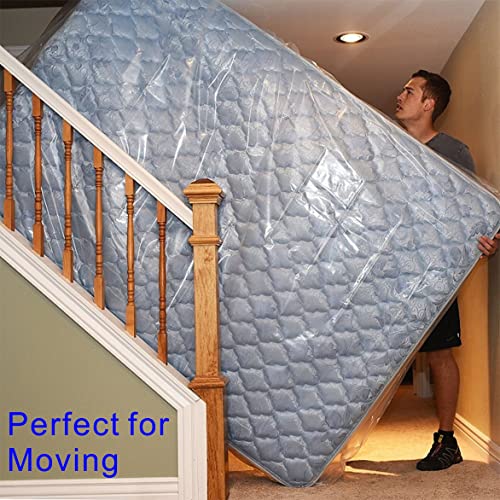 ComfortHome 4 Mil Extra Thick Sealable Mattress Bag with Adhesive Strip for Moving and Storage, Heavy Duty, Fits King and Cal King, 1-Pack