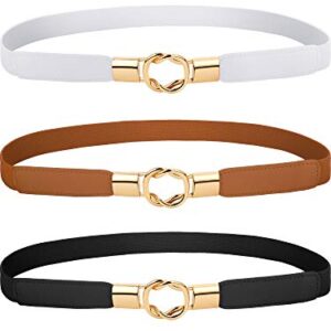 3 Pieces Women Skinny Waist Belt Elastic Thin Belt Waist Cinch Belt for Women Girls Accessories (Medium)