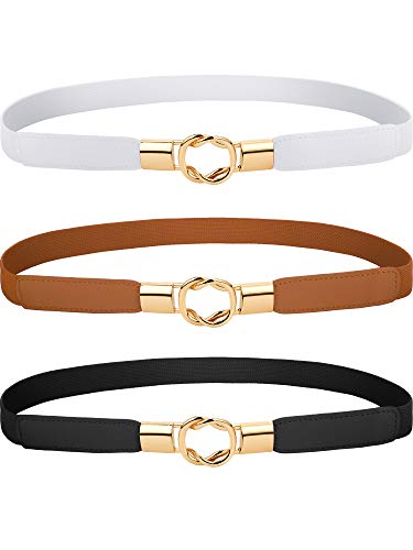 3 Pieces Women Skinny Waist Belt Elastic Thin Belt Waist Cinch Belt for Women Girls Accessories (Medium)