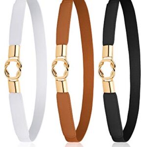 3 Pieces Women Skinny Waist Belt Elastic Thin Belt Waist Cinch Belt for Women Girls Accessories (Medium)