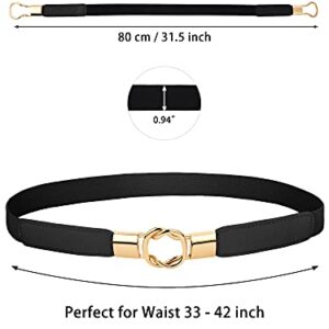 3 Pieces Women Skinny Waist Belt Elastic Thin Belt Waist Cinch Belt for Women Girls Accessories (Medium)