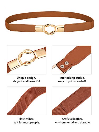 3 Pieces Women Skinny Waist Belt Elastic Thin Belt Waist Cinch Belt for Women Girls Accessories (Medium)