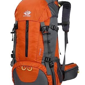 Esup Hiking Backpack, 50L Multipurpose Camping Backpack with rain cover 45l+5l (Orange)