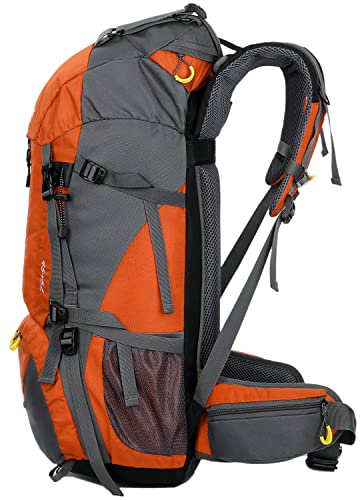 Esup Hiking Backpack, 50L Multipurpose Camping Backpack with rain cover 45l+5l (Orange)