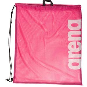 Arena Swim Gear Drawstring Backpack Pool and Gym Bag, Pink, Mesh Bag