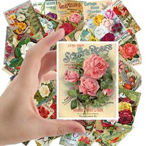 Large Stickers (24 pcs 2.5"x3.5") Flowers Vintage Seed Pockets Gardens and Roses