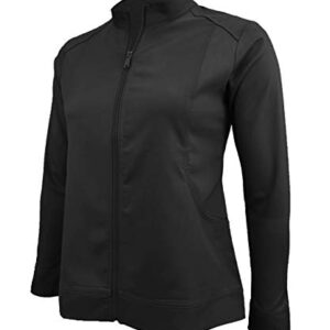 Natural Uniforms Women's Ultra Soft Stretch Zip Up Scrub Jacket (Black, 2X-Large)