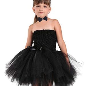 Tutu Dreams Halloween Cat Girl Costume for Kids Villain Role Play Outfits Carnival Masquerade Party (Catgirl, 5-6X) Black