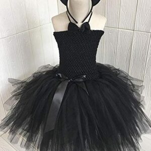 Tutu Dreams Halloween Cat Girl Costume for Kids Villain Role Play Outfits Carnival Masquerade Party (Catgirl, 5-6X) Black