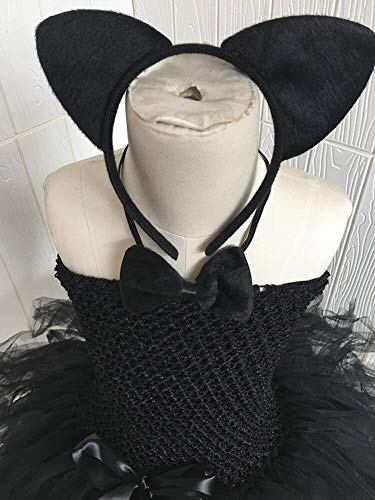 Tutu Dreams Halloween Cat Girl Costume for Kids Villain Role Play Outfits Carnival Masquerade Party (Catgirl, 5-6X) Black