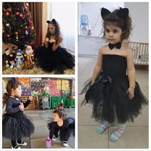 Tutu Dreams Halloween Cat Girl Costume for Kids Villain Role Play Outfits Carnival Masquerade Party (Catgirl, 5-6X) Black