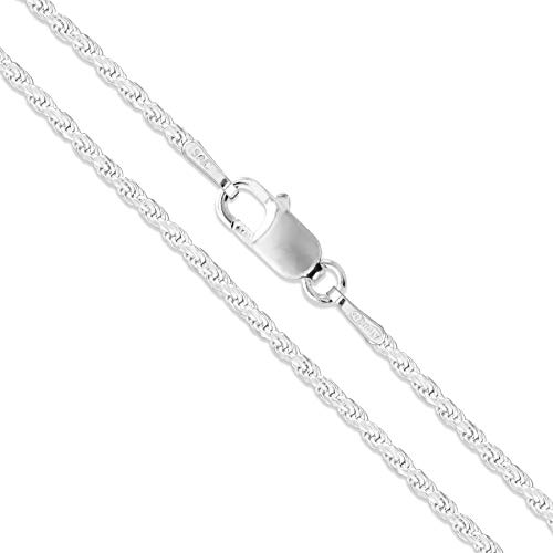 Sterling Silver Diamond-Cut Rope Chain 1.5mm Solid 925 Italy New Necklace 16"