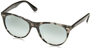 ray-ban rb2185f wayfarer ii low bridge fit polarized round sunglasses, grey havana/photochromic azure gradient blue, 55 mm