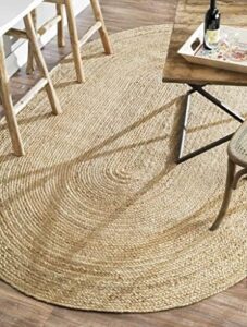 reversible jute rug 4' x 6' - natural fibers woven braided runner rugs carpet oval