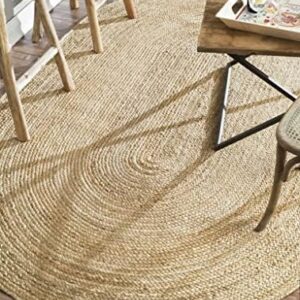 Reversible Jute Rug 4' x 6' - Natural Fibers Woven Braided Runner Rugs Carpet Oval