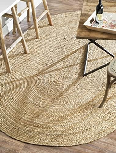 Reversible Jute Rug 4' x 6' - Natural Fibers Woven Braided Runner Rugs Carpet Oval