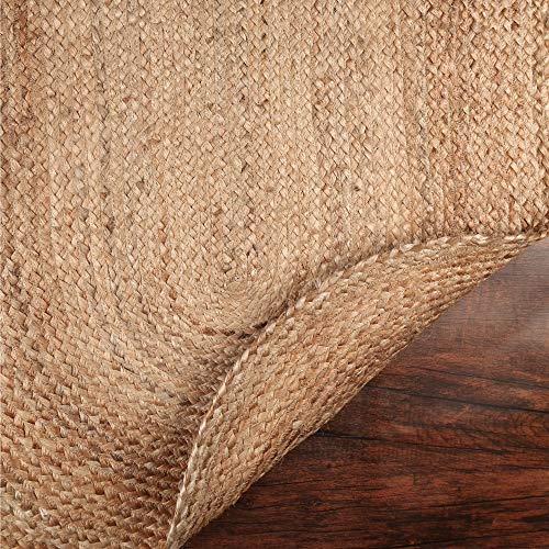 Reversible Jute Rug 4' x 6' - Natural Fibers Woven Braided Runner Rugs Carpet Oval