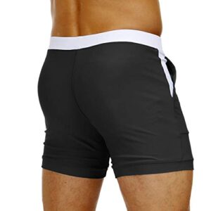 MAGNIVIT Men's Swimming Trunks Sport Brief Swim Underwear with Pocket Black