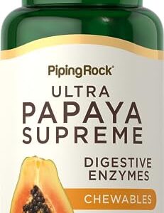 Piping Rock Papaya Enzymes Chewable | 180 Tablets | Vegetarian Digestion Formula | Non-GMO, Gluten Free Supplement | Tropical Flavored