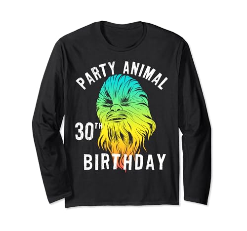 Star Wars Chewie Party Animal 30th Birthday Color Portrait Long Sleeve T-Shirt