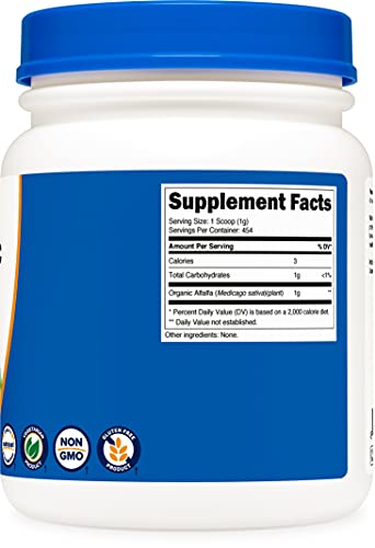 Nutricost Organic Alfalfa Powder 1LB - USDA Certified 100% Organic, Vegetarian, Non-GMO, Gluten Free