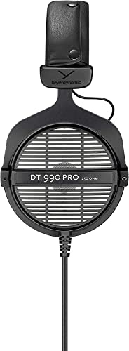 beyerdynamic DT 990 Pro 250 Ohm Open-Back Studio Mixing Headphones Bundle -Includes- Soft Case, Headphone Splitter, and More