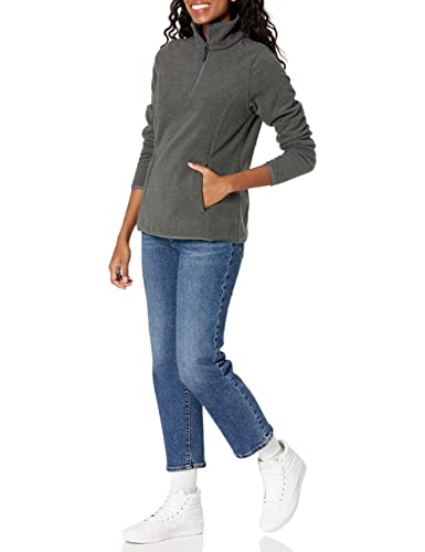 Amazon Essentials Women's Classic-Fit Long-Sleeve Quarter-Zip Polar Fleece Pullover Jacket (Available in Plus Size), Charcoal Heather, Medium