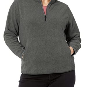 Amazon Essentials Women's Classic-Fit Long-Sleeve Quarter-Zip Polar Fleece Pullover Jacket (Available in Plus Size), Charcoal Heather, Medium