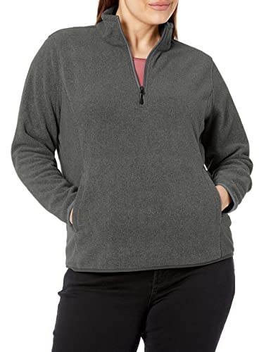 Amazon Essentials Women's Classic-Fit Long-Sleeve Quarter-Zip Polar Fleece Pullover Jacket (Available in Plus Size), Charcoal Heather, Medium