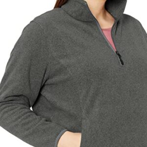 Amazon Essentials Women's Classic-Fit Long-Sleeve Quarter-Zip Polar Fleece Pullover Jacket (Available in Plus Size), Charcoal Heather, Medium