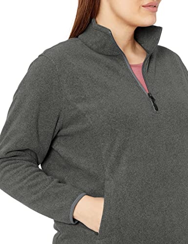 Amazon Essentials Women's Classic-Fit Long-Sleeve Quarter-Zip Polar Fleece Pullover Jacket (Available in Plus Size), Charcoal Heather, Medium