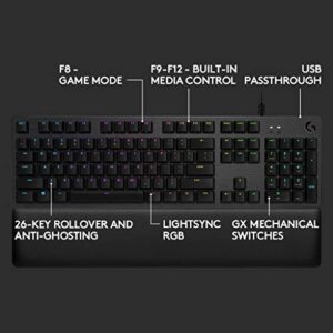 Logitech G513 Carbon LIGHTSYNC RGB Mechanical Gaming Keyboard with GX Brown Switches - Tactile