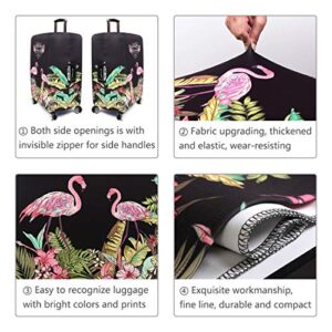 TRAVELKIN Travel Elastic Spandex Suitcase Protector Case, 18/24/28/32 Inch Suitcase Protective Cover, Thickened and Washable Luggage Cover (L(25"-28"luggage), Flower Flamingo)