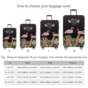 TRAVELKIN Travel Elastic Spandex Suitcase Protector Case, 18/24/28/32 Inch Suitcase Protective Cover, Thickened and Washable Luggage Cover (L(25"-28"luggage), Flower Flamingo)