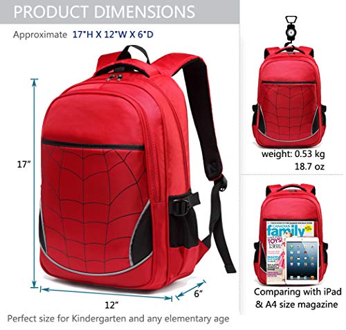 BLUEFAIRY Kids Backpack for Boys Elementary School Bags Durable Kindergarten Bookbags (Red) One_Size