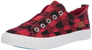 blowfish malibu womens play sneaker, red buffalo check, 6 us